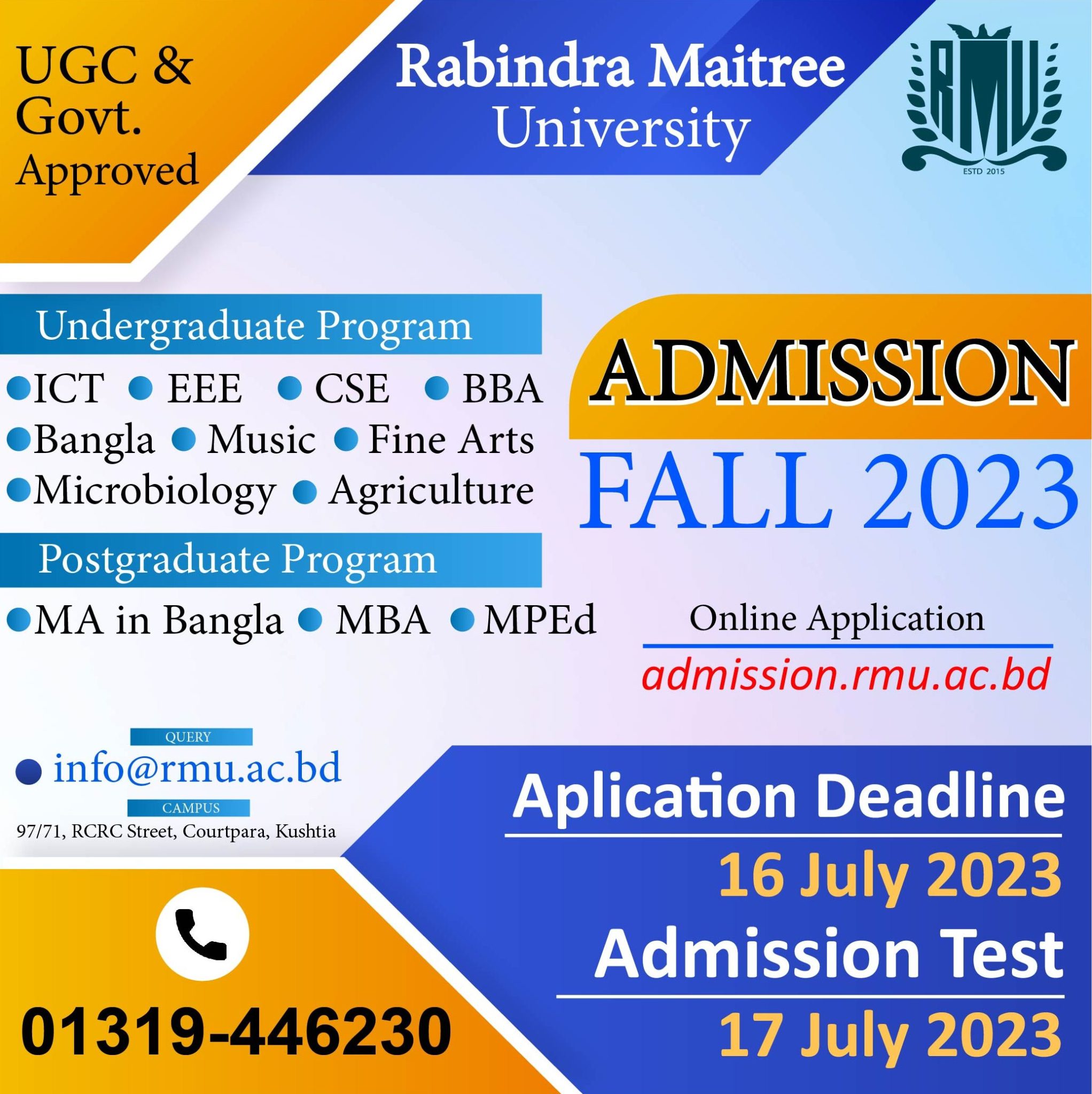 Admission Open Fall-2023 - RMU University